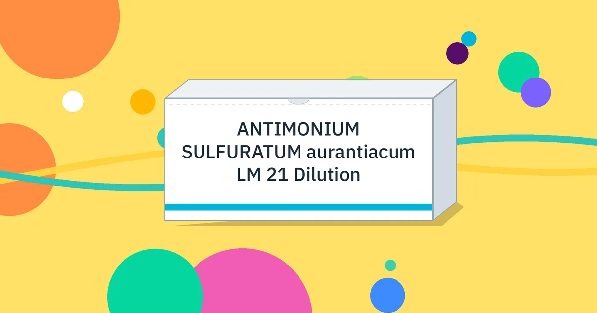 Symbolbild: Packung mit der Aufschrift ANTIMONIUM SULFURATUM aurantiacum LM 21 Dilution (PZN 13375606) – Verfügbarkeit und Bezug in Apotheken in Frankfurt am Main