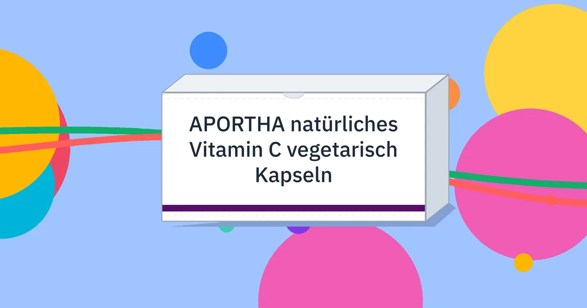 Symbolbild: Packung mit der Aufschrift APORTHA natürliches Vitamin C vegetarisch Kapseln (PZN 11608348) – Verfügbarkeit und Bezug in Apotheken in Frankfurt am Main