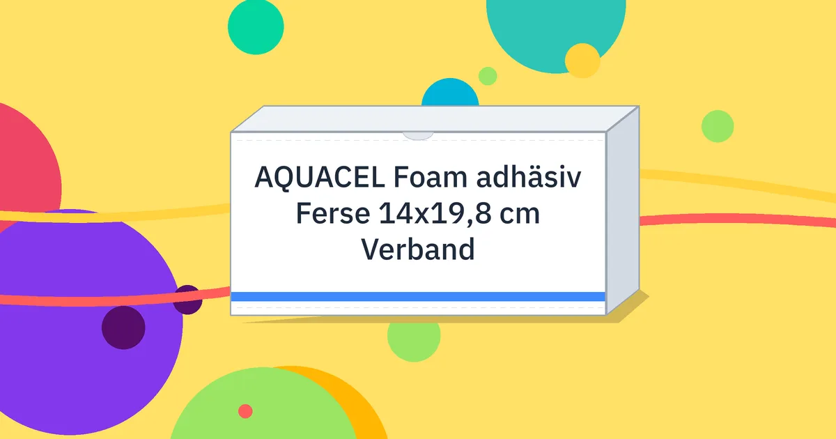Symbolbild: Packung mit der Aufschrift AQUACEL Foam adhäsiv Ferse 14x19,8 cm Verband (PZN 11159790) – Verfügbarkeit und Bezug in Apotheken in Frankfurt am Main