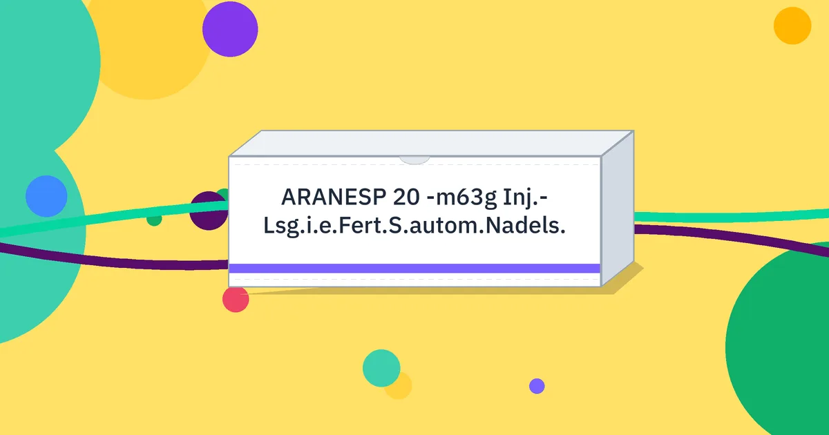 Symbolbild: Packung mit der Aufschrift ARANESP 20 -m63g Inj.-Lsg.i.e.Fert.S.autom.Nadels. (PZN 19462039) – Verfügbarkeit und Bezug in Apotheken in Frankfurt am Main