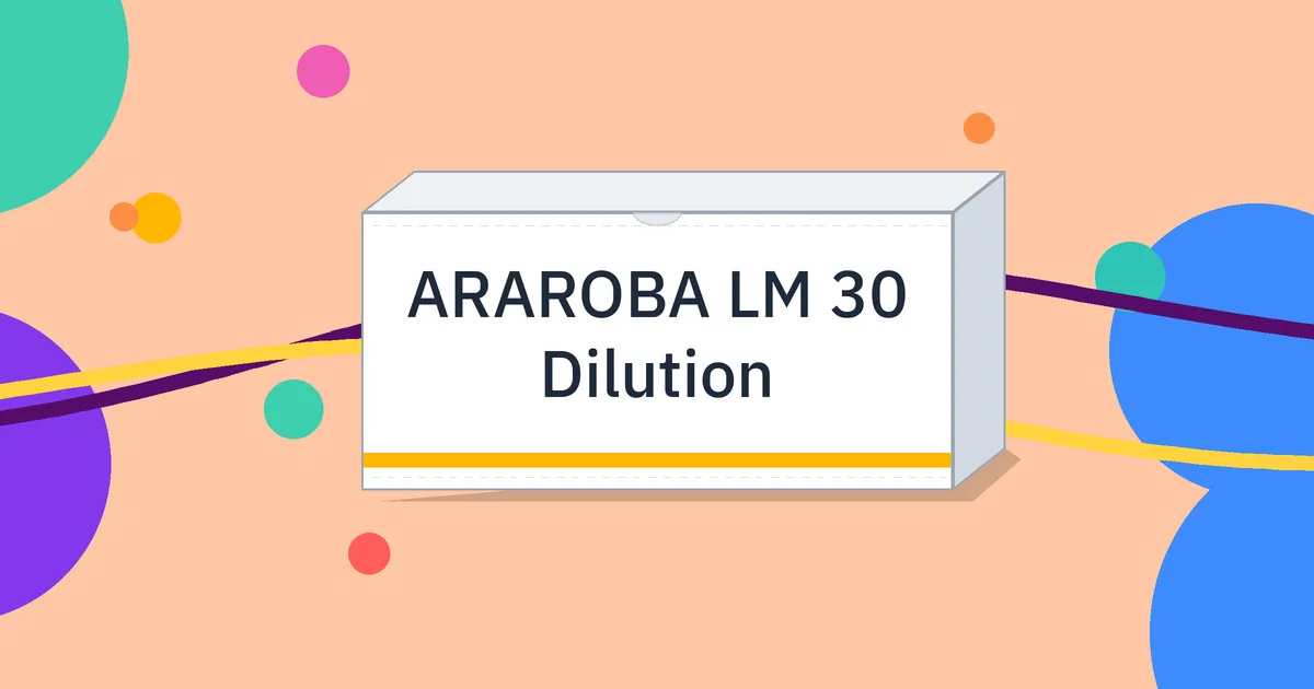 Symbolbild: Packung mit der Aufschrift ARAROBA LM 30 Dilution (PZN 13386082) – Verfügbarkeit und Bezug in Apotheken in Frankfurt am Main