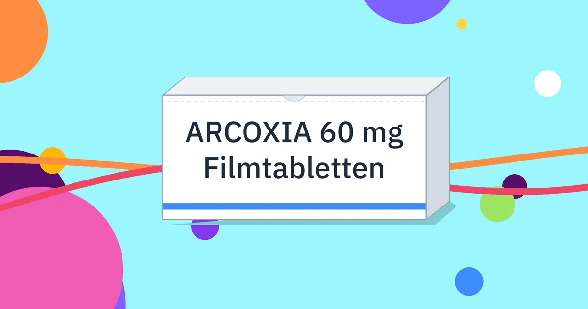 Symbolbild: Packung mit der Aufschrift ARCOXIA 60 mg Filmtabletten (PZN 08400673) – Verfügbarkeit und Bezug in Apotheken in Frankfurt am Main