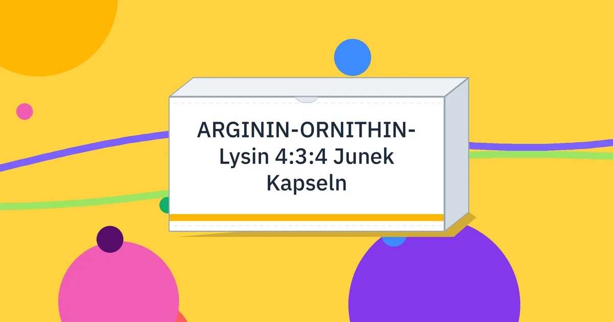 Symbolbild: Packung mit der Aufschrift ARGININ-ORNITHIN-Lysin 4:3:4 Junek Kapseln (PZN 00138572) – Verfügbarkeit und Bezug in Apotheken in Frankfurt am Main