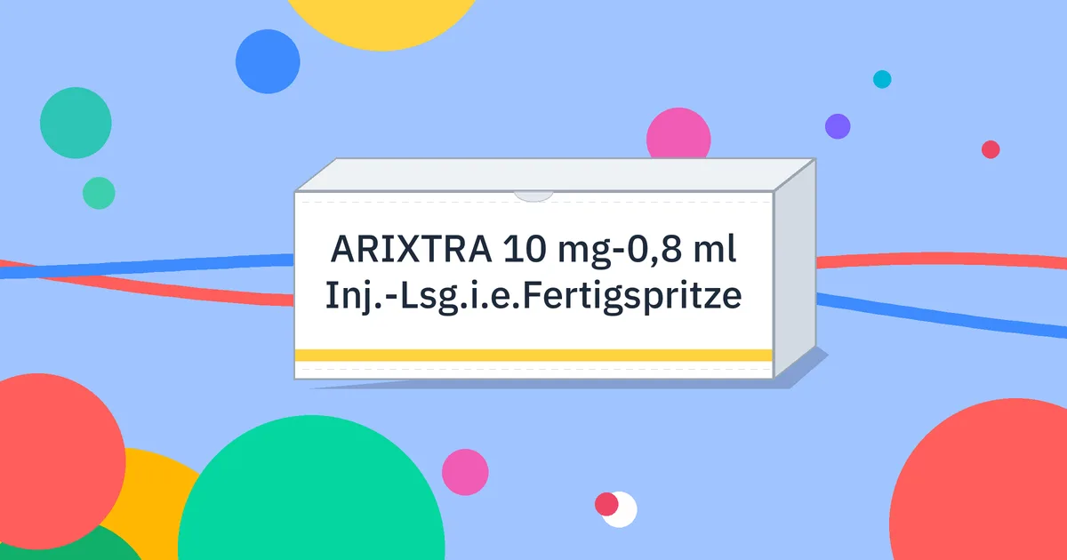 Symbolbild: Packung mit der Aufschrift ARIXTRA 10 mg-0,8 ml Inj.-Lsg.i.e.Fertigspritze (PZN 05959026) – Verfügbarkeit und Bezug in Apotheken in Frankfurt am Main
