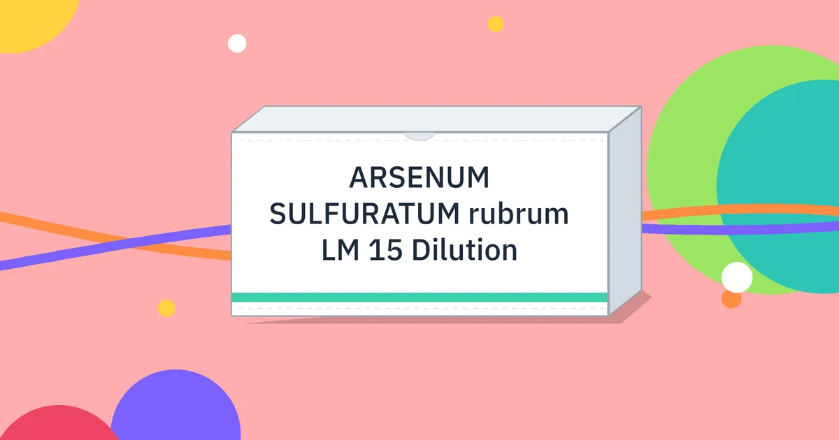 Symbolbild: Packung mit der Aufschrift ARSENUM SULFURATUM rubrum LM 15 Dilution (PZN 12779810) – Verfügbarkeit und Bezug in Apotheken in Frankfurt am Main