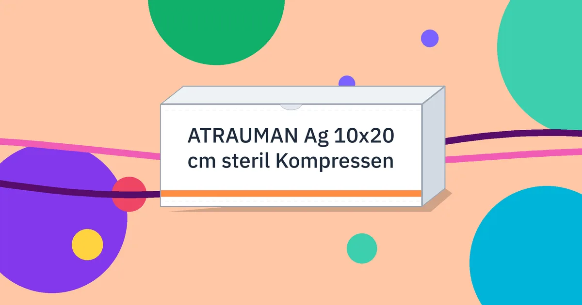 Symbolbild: Packung mit der Aufschrift ATRAUMAN Ag 10x20 cm steril Kompressen (PZN 16487429) – Verfügbarkeit und Bezug in Apotheken in Frankfurt am Main