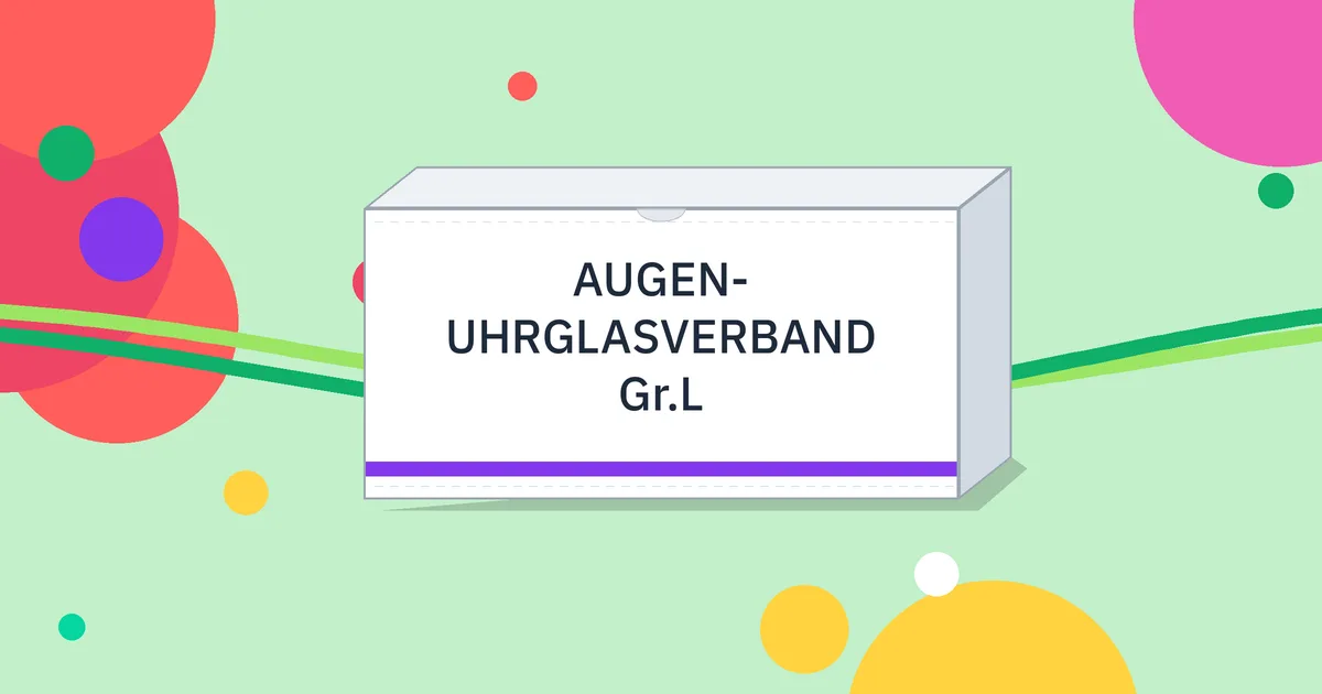 Symbolbild: Packung mit der Aufschrift AUGEN-UHRGLASVERBAND Gr.L (PZN 10233544) – Verfügbarkeit und Bezug in Apotheken in Frankfurt am Main