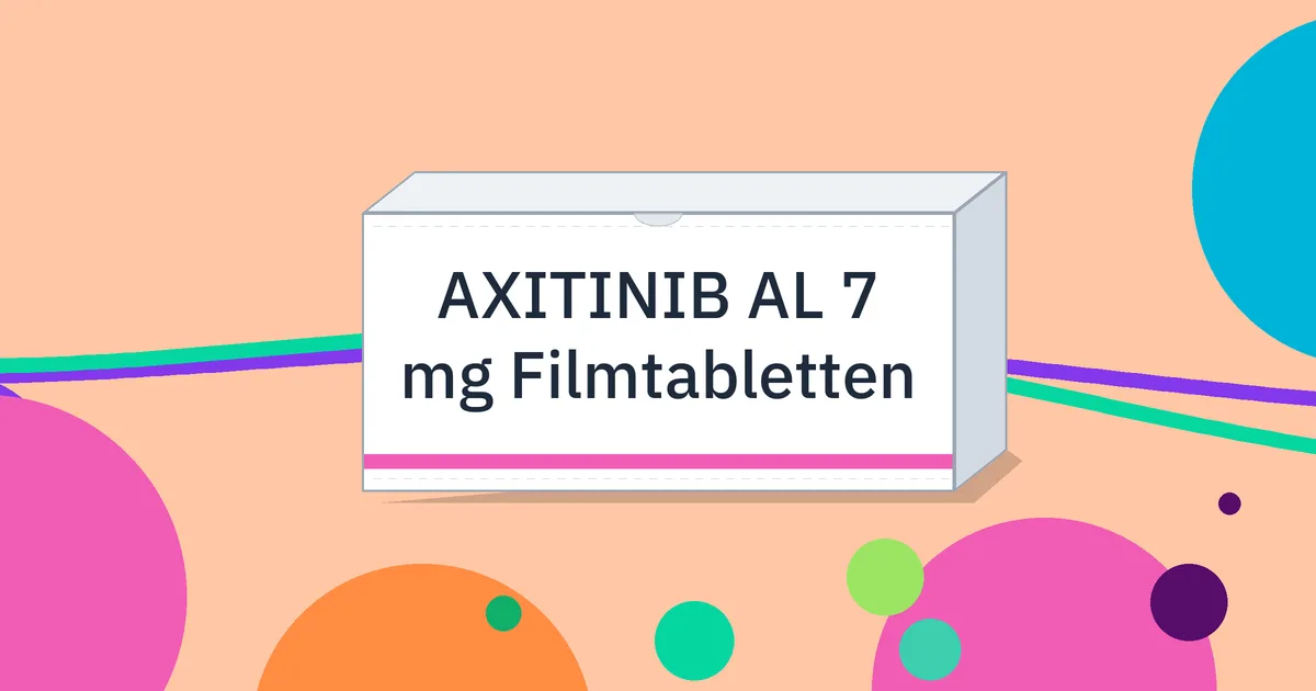 Symbolbild: Packung mit der Aufschrift AXITINIB AL 7 mg Filmtabletten (PZN 19391374) – Verfügbarkeit und Bezug in Apotheken in Frankfurt am Main