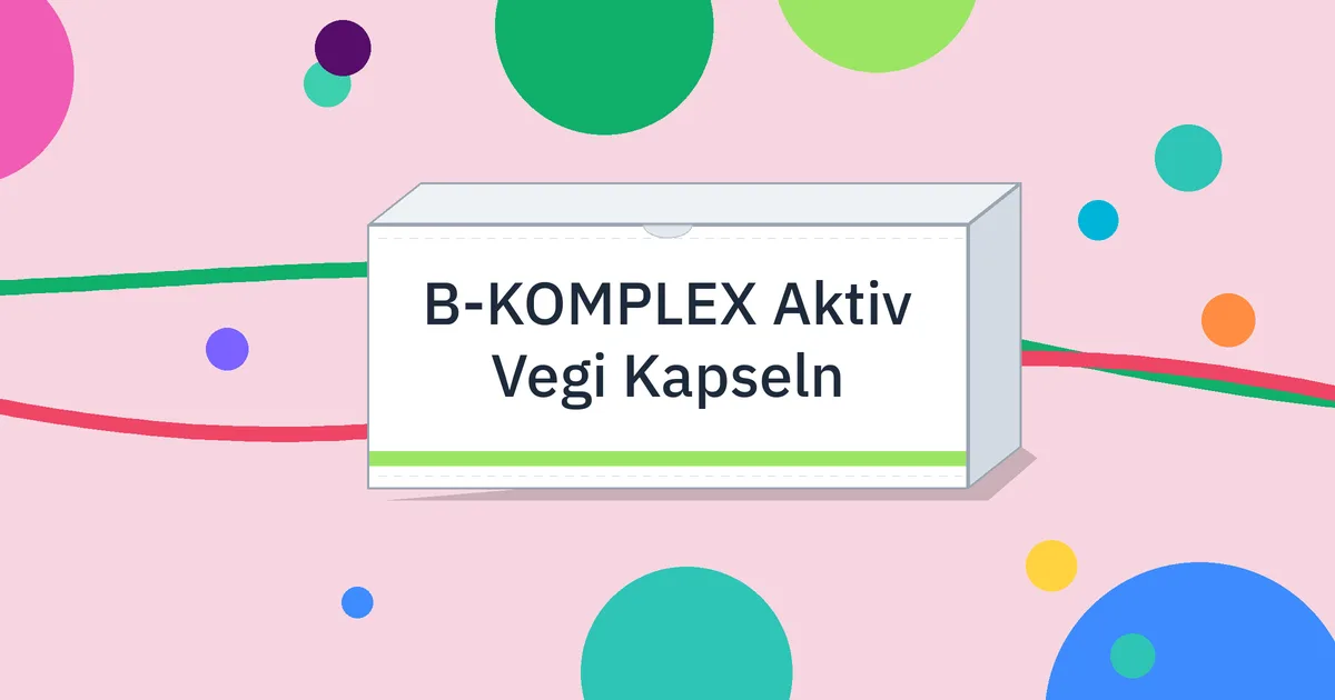 Symbolbild: Packung mit der Aufschrift B-KOMPLEX Aktiv Vegi Kapseln (PZN 19130389) – Verfügbarkeit und Bezug in Apotheken in Frankfurt am Main