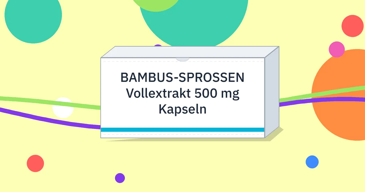 Symbolbild: Packung mit der Aufschrift BAMBUS-SPROSSEN Vollextrakt 500 mg Kapseln (PZN 15637849) – Verfügbarkeit und Bezug in Apotheken in Frankfurt am Main
