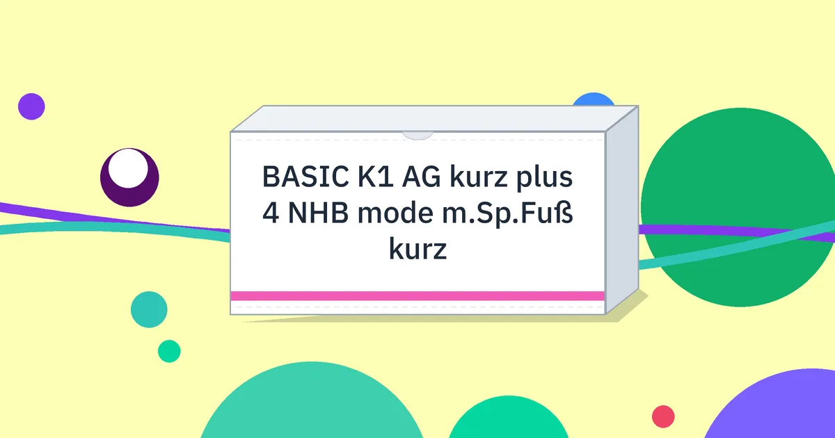 Symbolbild: Packung mit der Aufschrift BASIC K1 AG kurz plus 4 NHB mode m.Sp.Fuß kurz (PZN 20261174) – Verfügbarkeit und Bezug in Apotheken in Frankfurt am Main