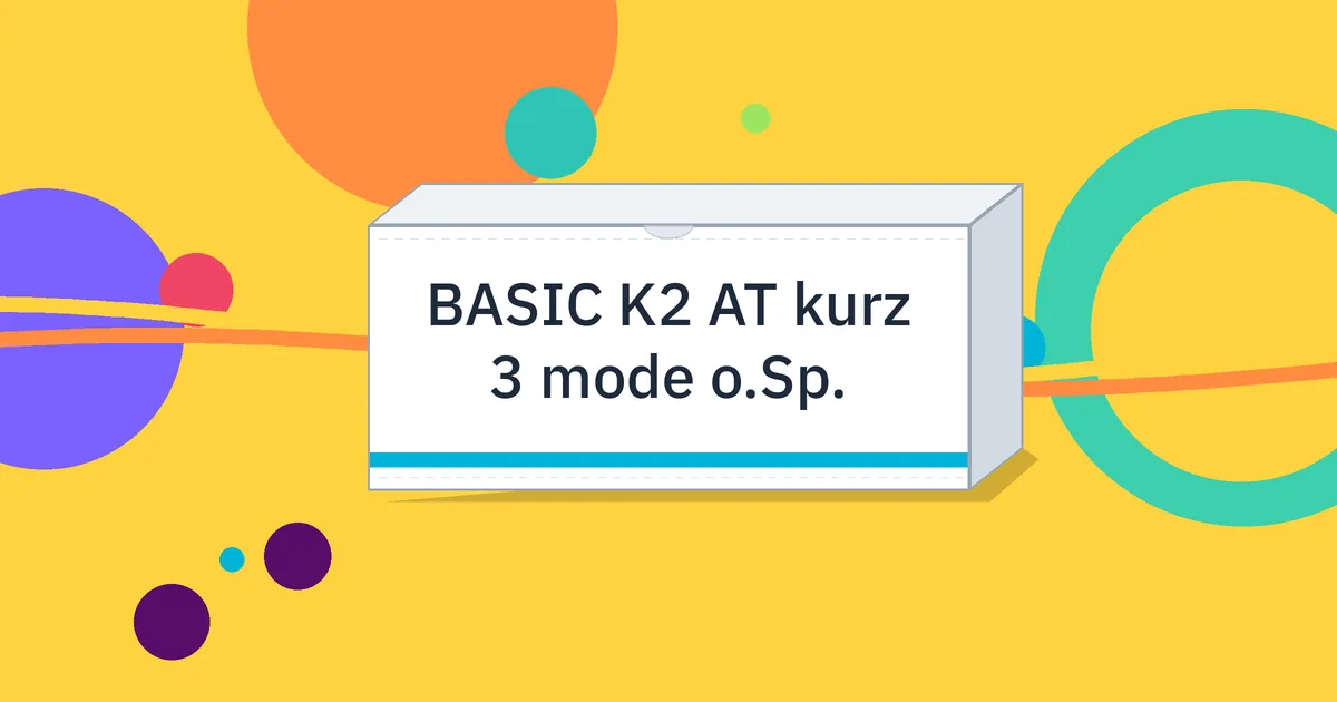 Symbolbild: Packung mit der Aufschrift BASIC K2 AT kurz 3 mode o.Sp. (PZN 20269276) – Verfügbarkeit und Bezug in Apotheken in Frankfurt am Main
