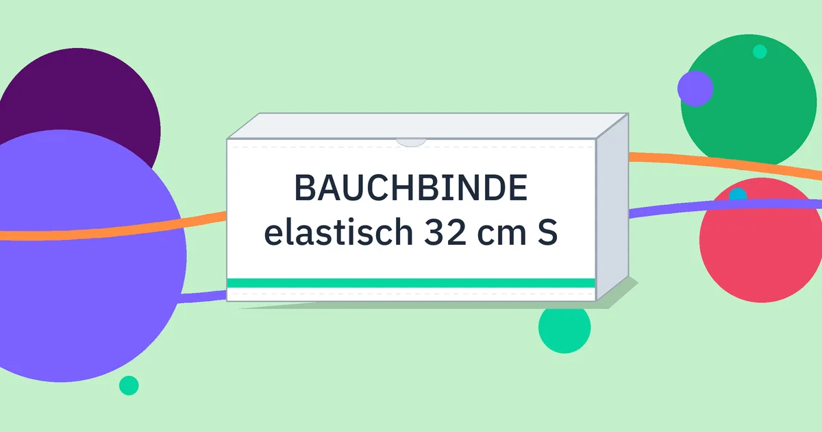 Symbolbild: Packung mit der Aufschrift BAUCHBINDE elastisch 32 cm S (PZN 19070724) – Verfügbarkeit und Bezug in Apotheken in Frankfurt am Main