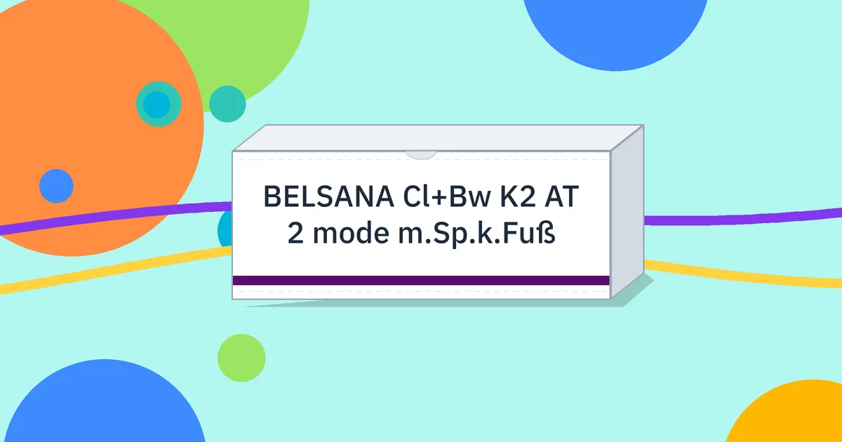 Symbolbild: Packung mit der Aufschrift BELSANA Cl+Bw K2 AT 2 mode m.Sp.k.Fuß (PZN 12249348) – Verfügbarkeit und Bezug in Apotheken in Frankfurt am Main