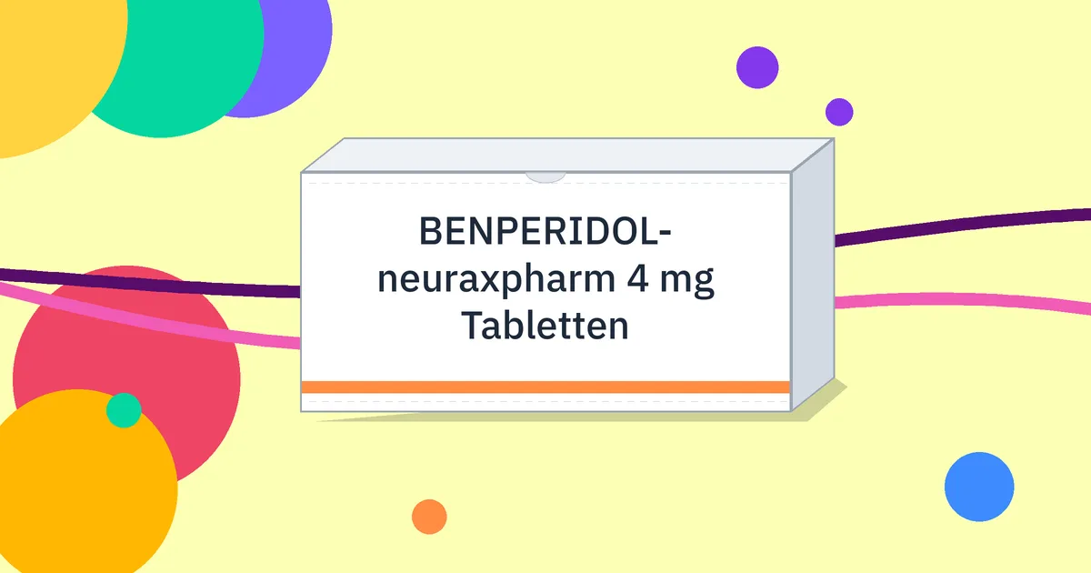 Symbolbild: Packung mit der Aufschrift BENPERIDOL-neuraxpharm 4 mg Tabletten (PZN 04463352) – Verfügbarkeit und Bezug in Apotheken in Frankfurt am Main