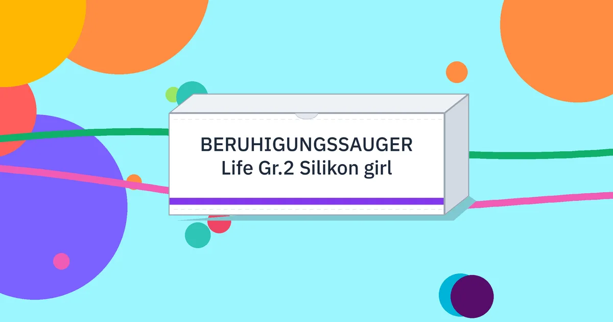 Symbolbild: Packung mit der Aufschrift BERUHIGUNGSSAUGER Life Gr.2 Silikon girl (PZN 11193367) – Verfügbarkeit und Bezug in Apotheken in Frankfurt am Main