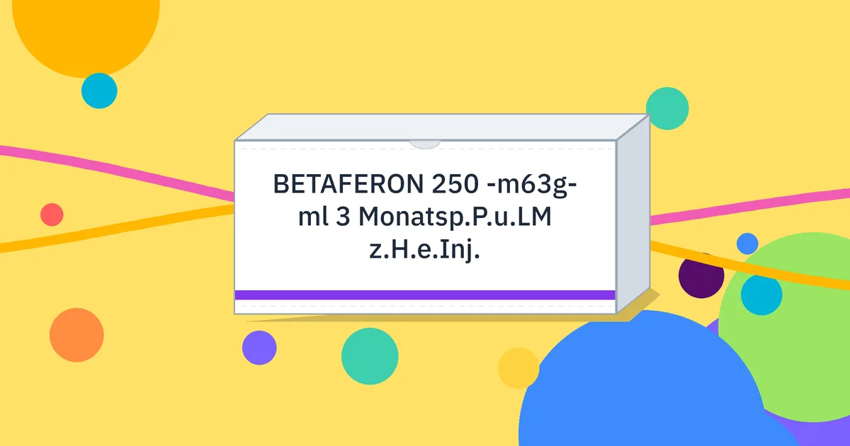 Symbolbild: Packung mit der Aufschrift BETAFERON 250 -m63g-ml 3 Monatsp.P.u.LM z.H.e.Inj. (PZN 05373579) – Verfügbarkeit und Bezug in Apotheken in Frankfurt am Main