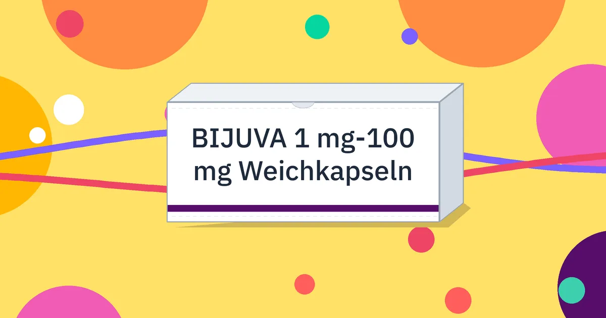 Symbolbild: Packung mit der Aufschrift BIJUVA 1 mg-100 mg Weichkapseln (PZN 16222671) – Verfügbarkeit und Bezug in Apotheken in Frankfurt am Main