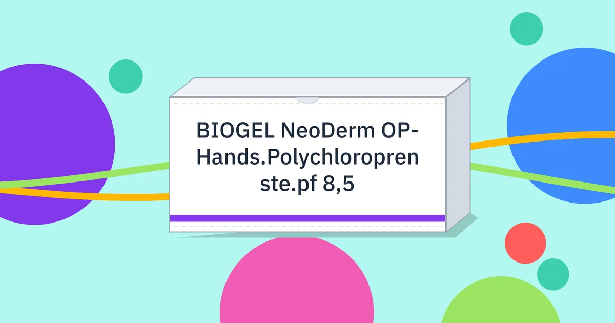 Symbolbild: Packung mit der Aufschrift BIOGEL NeoDerm OP-Hands.Polychloropren ste.pf 8,5 (PZN 04701952) – Verfügbarkeit und Bezug in Apotheken in Frankfurt am Main