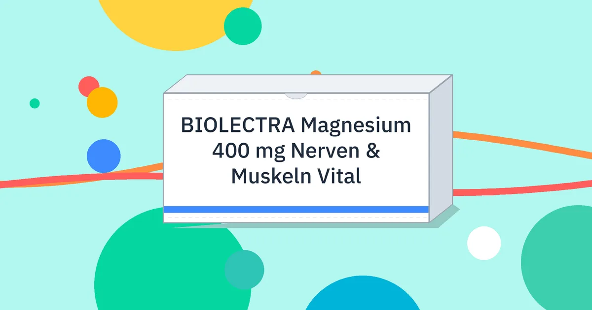 Symbolbild: Packung mit der Aufschrift BIOLECTRA Magnesium 400 mg Nerven & Muskeln Vital (PZN 19150883) – Verfügbarkeit und Bezug in Apotheken in Frankfurt am Main