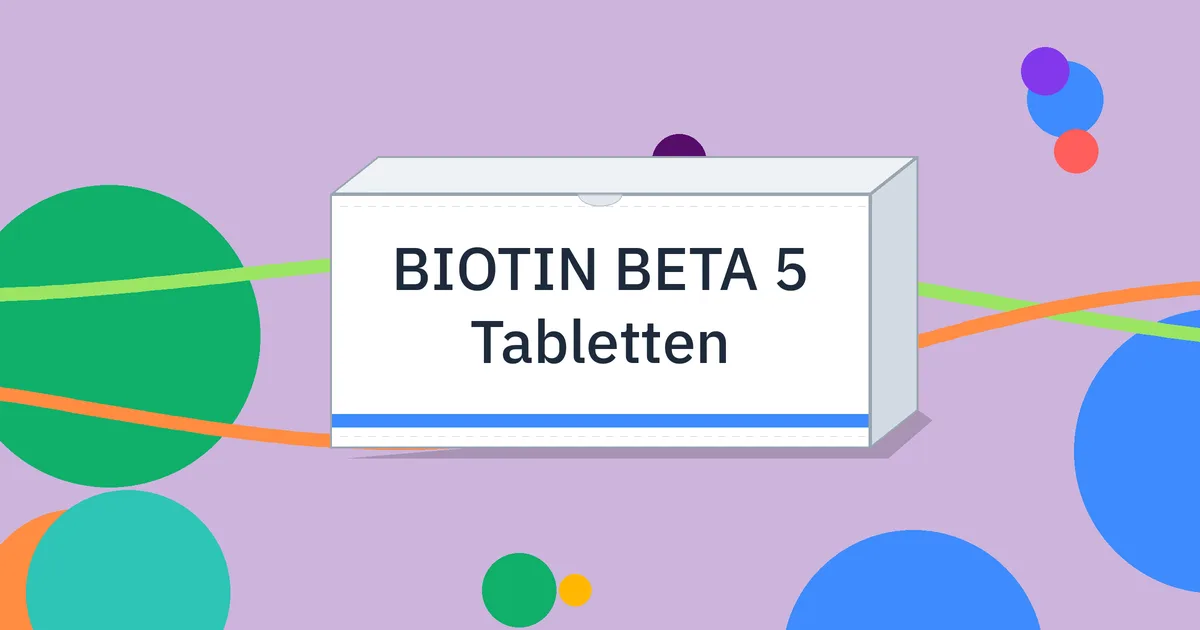 Symbolbild: Packung mit der Aufschrift BIOTIN BETA 5 Tabletten (PZN 14278437) – Verfügbarkeit und Bezug in Apotheken in Frankfurt am Main