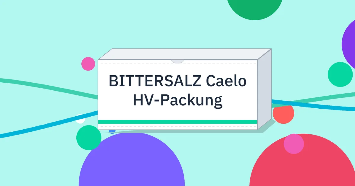 Symbolbild: Packung mit der Aufschrift BITTERSALZ Caelo HV-Packung (PZN 03394838) – Verfügbarkeit und Bezug in Apotheken in Frankfurt am Main