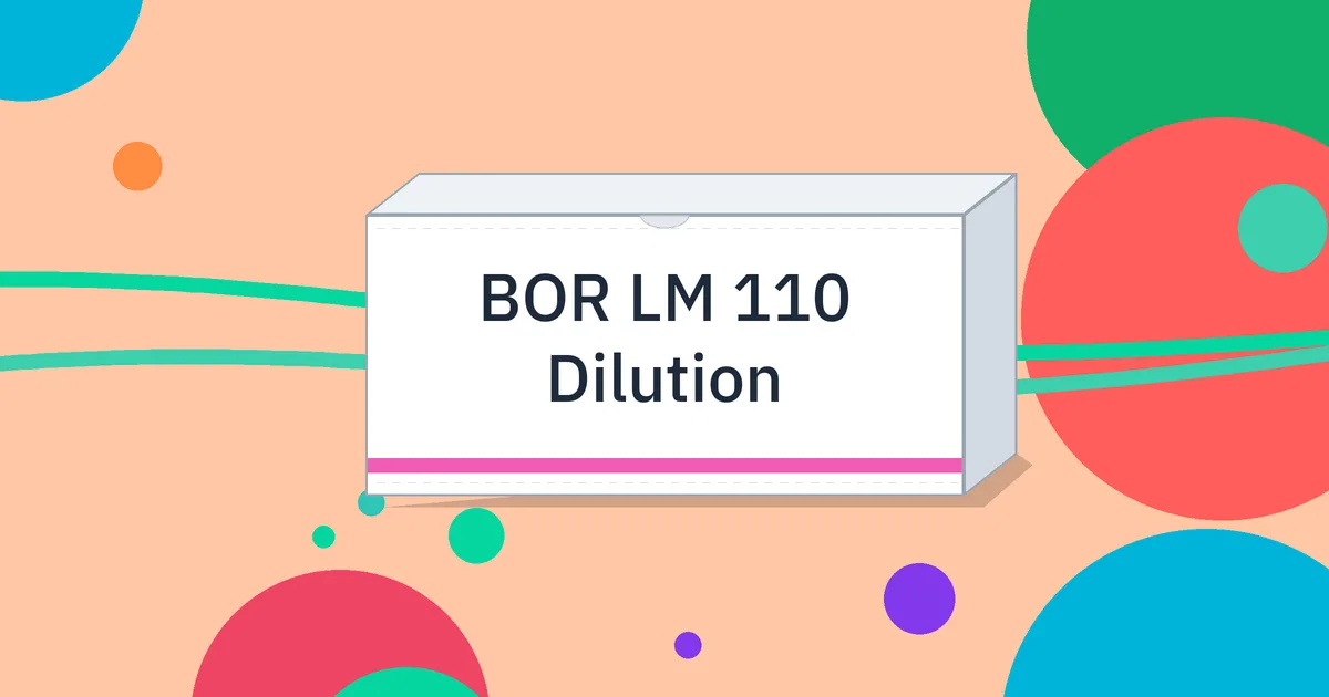 Symbolbild: Packung mit der Aufschrift BOR LM 110 Dilution (PZN 12795967) – Verfügbarkeit und Bezug in Apotheken in Frankfurt am Main