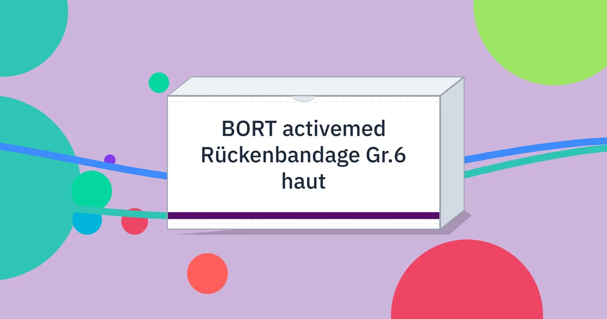 Symbolbild: Packung mit der Aufschrift BORT activemed Rückenbandage Gr.6 haut (PZN 15256389) – Verfügbarkeit und Bezug in Apotheken in Frankfurt am Main