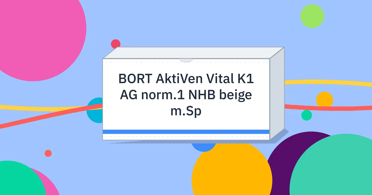 Symbolbild: Packung mit der Aufschrift BORT AktiVen Vital K1 AG norm.1 NHB beige m.Sp (PZN 13731047) – Verfügbarkeit und Bezug in Apotheken in Frankfurt am Main