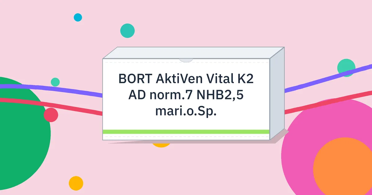 Symbolbild: Packung mit der Aufschrift BORT AktiVen Vital K2 AD norm.7 NHB2,5 mari.o.Sp. (PZN 17499297) – Verfügbarkeit und Bezug in Apotheken in Frankfurt am Main