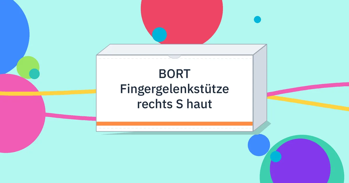 Symbolbild: Packung mit der Aufschrift BORT Fingergelenkstütze rechts S haut (PZN 02688124) – Verfügbarkeit und Bezug in Apotheken in Frankfurt am Main