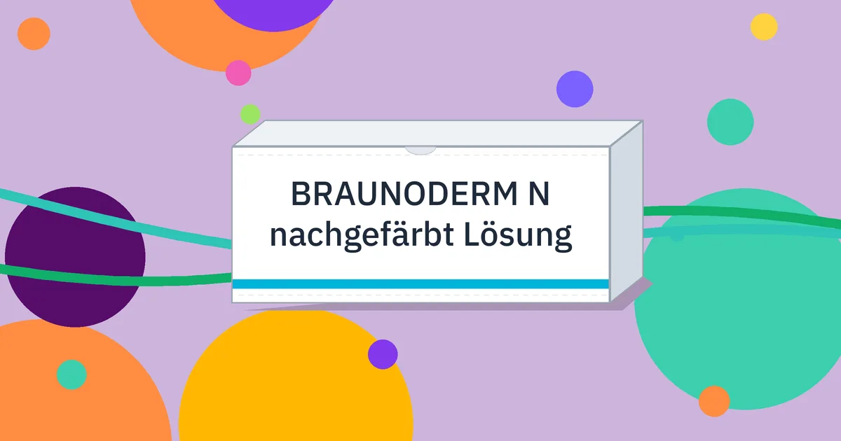 Symbolbild: Packung mit der Aufschrift BRAUNODERM N nachgefärbt Lösung (PZN 02181974) – Verfügbarkeit und Bezug in Apotheken in Frankfurt am Main