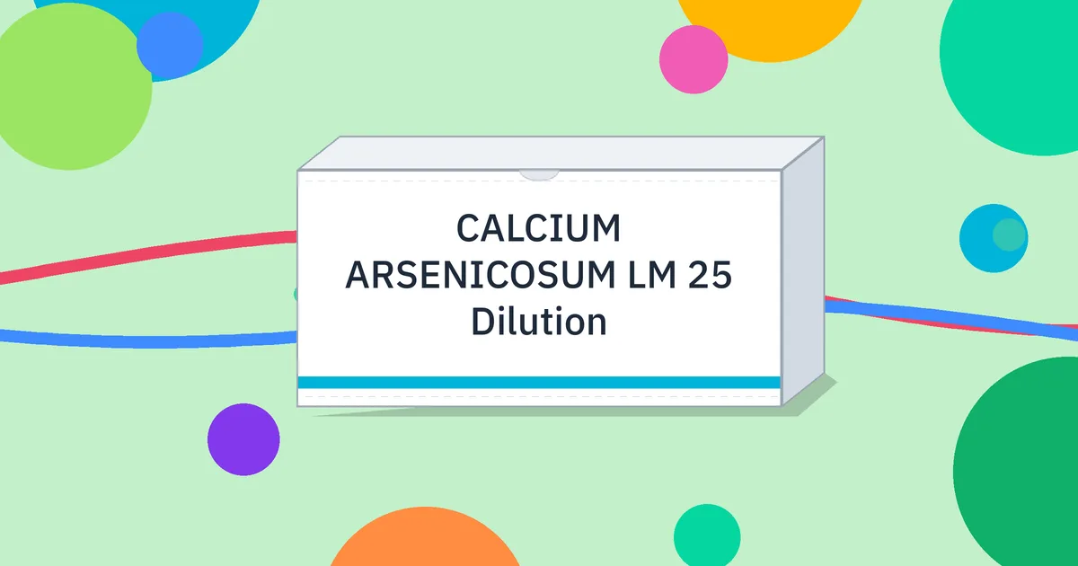 Symbolbild: Packung mit der Aufschrift CALCIUM ARSENICOSUM LM 25 Dilution (PZN 12800154) – Verfügbarkeit und Bezug in Apotheken in Frankfurt am Main