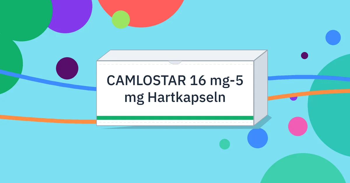 Symbolbild: Packung mit der Aufschrift CAMLOSTAR 16 mg-5 mg Hartkapseln (PZN 18841438) – Verfügbarkeit und Bezug in Apotheken in Frankfurt am Main