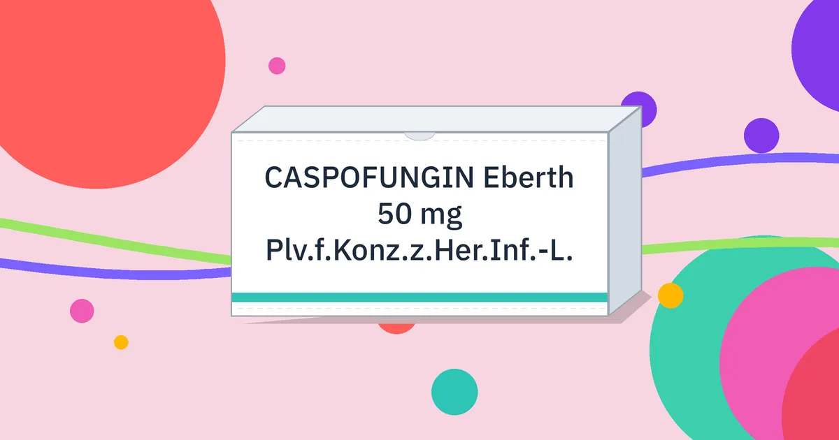 Symbolbild: Packung mit der Aufschrift CASPOFUNGIN Eberth 50 mg Plv.f.Konz.z.Her.Inf.-L. (PZN 18501234) – Verfügbarkeit und Bezug in Apotheken in Frankfurt am Main
