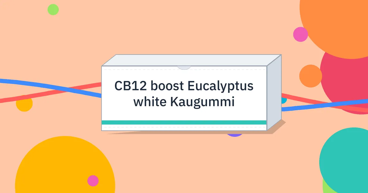 Symbolbild: Packung mit der Aufschrift CB12 boost Eucalyptus white Kaugummi (PZN 17442133) – Verfügbarkeit und Bezug in Apotheken in Frankfurt am Main