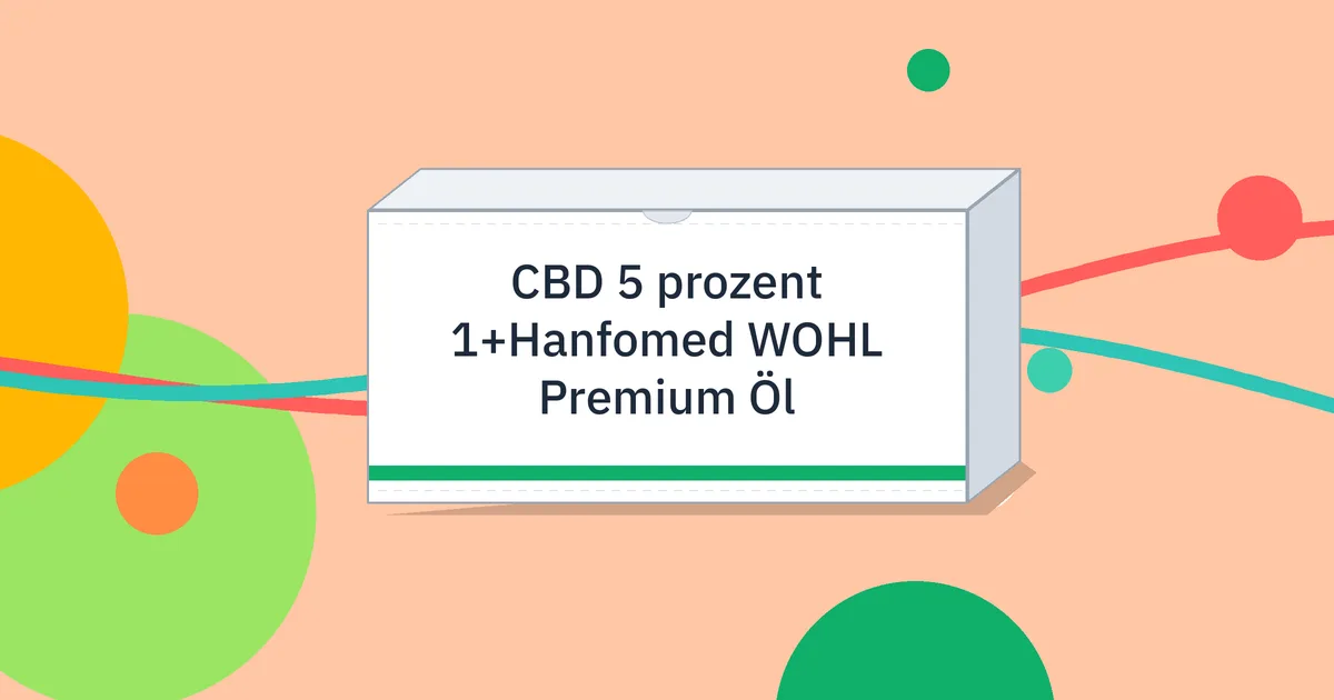 Symbolbild: Packung mit der Aufschrift CBD 5 prozent 1+Hanfomed WOHL Premium Öl (PZN 18762466) – Verfügbarkeit und Bezug in Apotheken in Frankfurt am Main