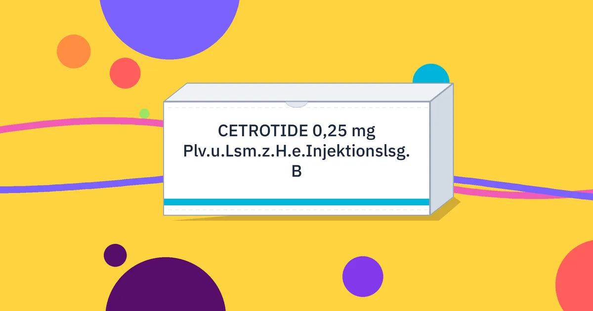 Symbolbild: Packung mit der Aufschrift CETROTIDE 0,25 mg Plv.u.Lsm.z.H.e.Injektionslsg. B (PZN 11187160) – Verfügbarkeit und Bezug in Apotheken in Frankfurt am Main