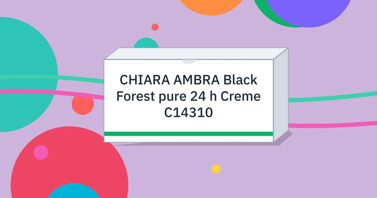 Symbolbild: Packung mit der Aufschrift CHIARA AMBRA Black Forest pure 24 h Creme C14310 (PZN 09948290) – Verfügbarkeit und Bezug in Apotheken in Frankfurt am Main