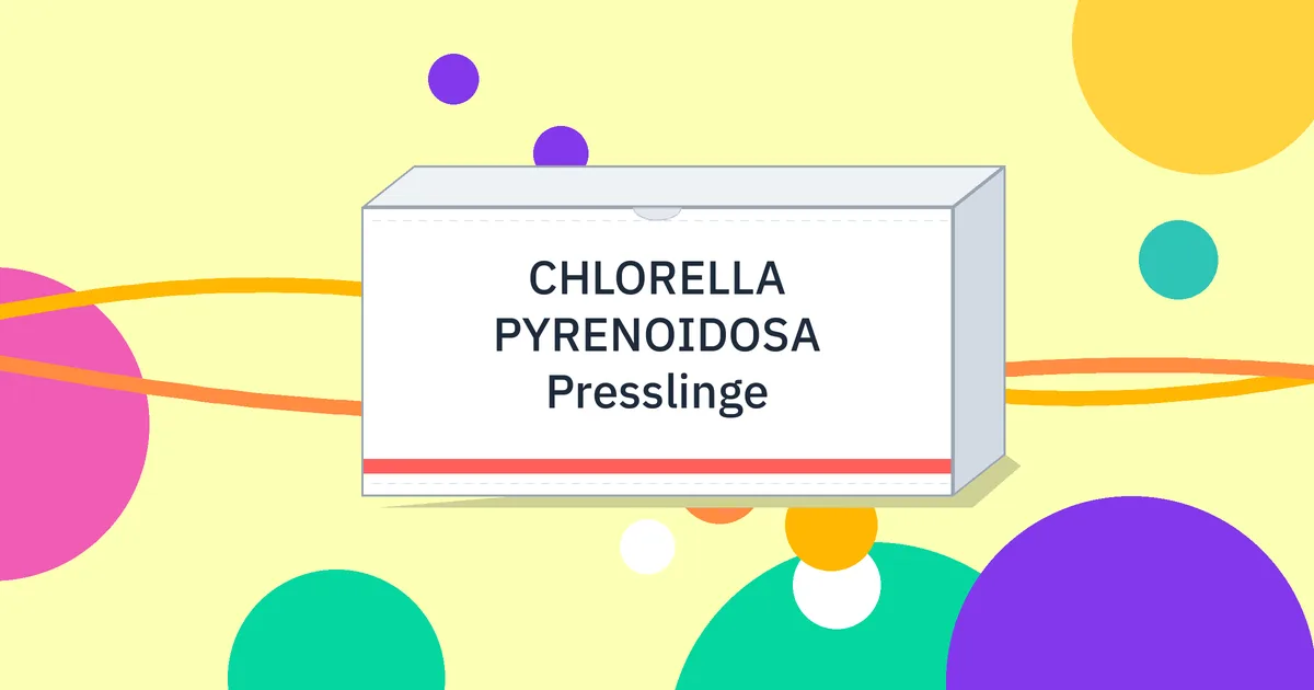 Symbolbild: Packung mit der Aufschrift CHLORELLA PYRENOIDOSA Presslinge (PZN 18839743) – Verfügbarkeit und Bezug in Apotheken in Frankfurt am Main