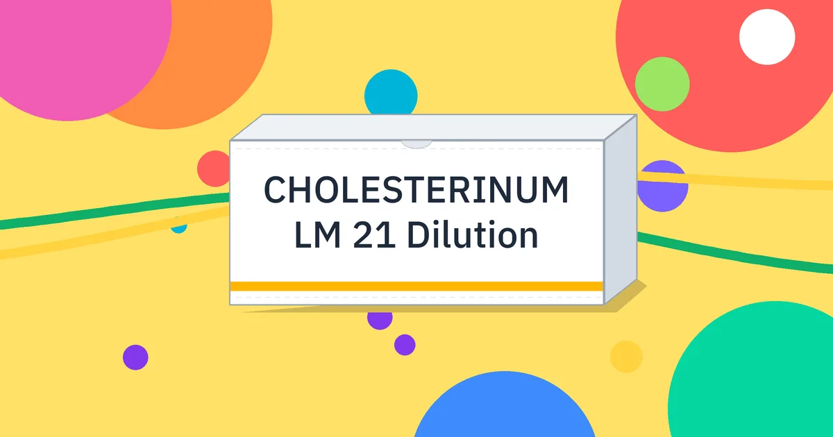 Symbolbild: Packung mit der Aufschrift CHOLESTERINUM LM 21 Dilution (PZN 12817433) – Verfügbarkeit und Bezug in Apotheken in Frankfurt am Main