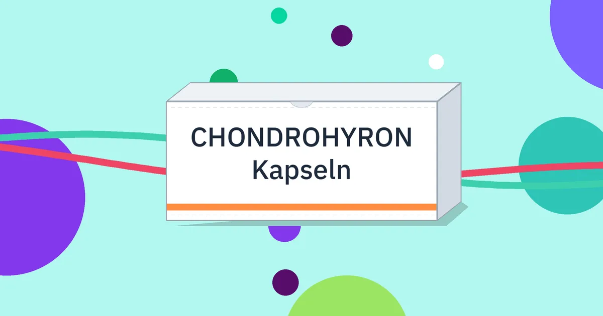 Symbolbild: Packung mit der Aufschrift CHONDROHYRON Kapseln (PZN 14398584) – Verfügbarkeit und Bezug in Apotheken in Frankfurt am Main