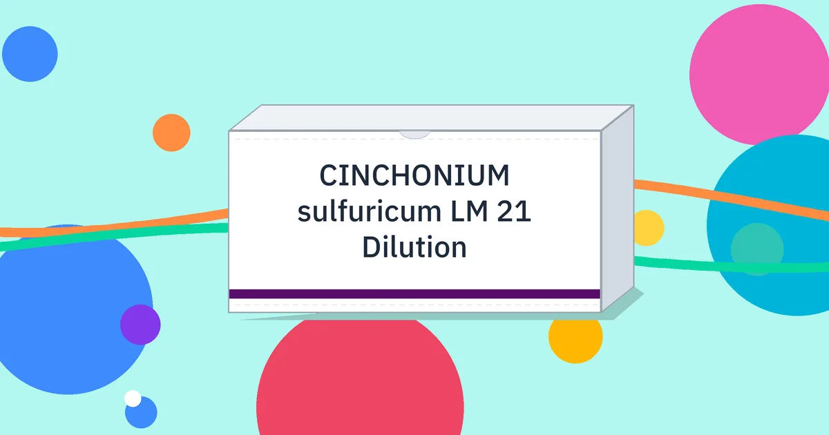 Symbolbild: Packung mit der Aufschrift CINCHONIUM sulfuricum LM 21 Dilution (PZN 13446559) – Verfügbarkeit und Bezug in Apotheken in Frankfurt am Main