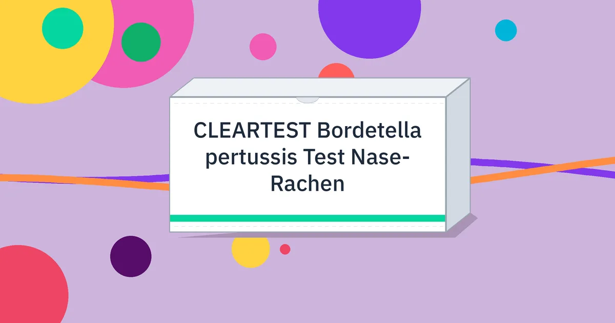 Symbolbild: Packung mit der Aufschrift CLEARTEST Bordetella pertussis Test Nase-Rachen (PZN 20363360) – Verfügbarkeit und Bezug in Apotheken in Frankfurt am Main