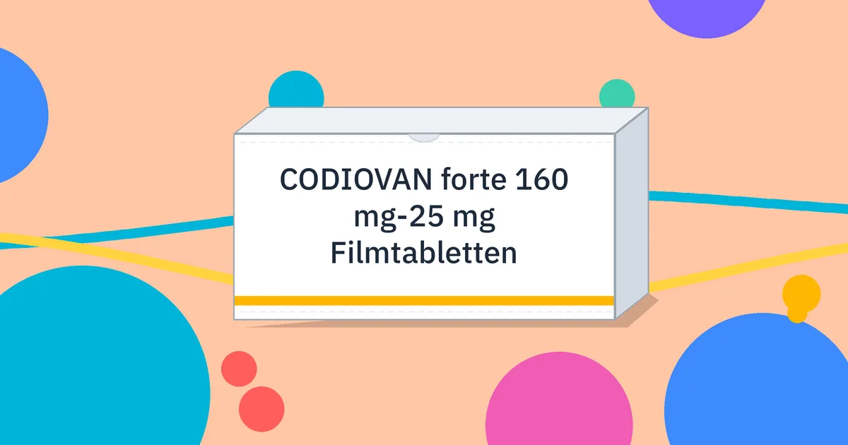 Symbolbild: Packung mit der Aufschrift CODIOVAN forte 160 mg-25 mg Filmtabletten (PZN 10525985) – Verfügbarkeit und Bezug in Apotheken in Frankfurt am Main