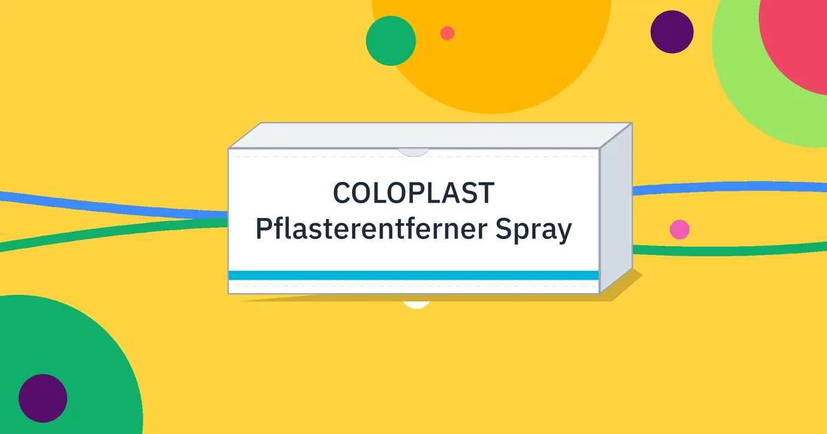 Symbolbild: Packung mit der Aufschrift COLOPLAST Pflasterentferner Spray (PZN 09239300) – Verfügbarkeit und Bezug in Apotheken in Frankfurt am Main