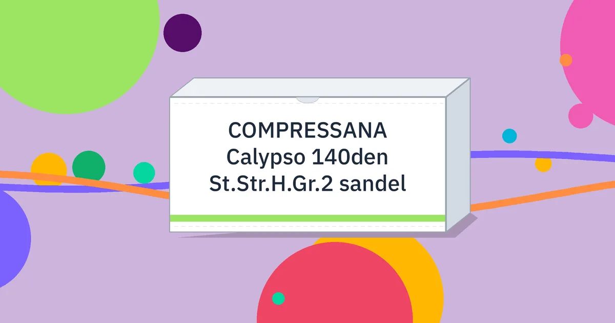 Symbolbild: Packung mit der Aufschrift COMPRESSANA Calypso 140den St.Str.H.Gr.2 sandel (PZN 11217754) – Verfügbarkeit und Bezug in Apotheken in Frankfurt am Main