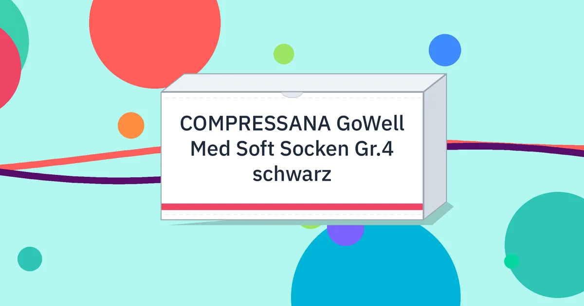 Symbolbild: Packung mit der Aufschrift COMPRESSANA GoWell Med Soft Socken Gr.4 schwarz (PZN 05143170) – Verfügbarkeit und Bezug in Apotheken in Frankfurt am Main