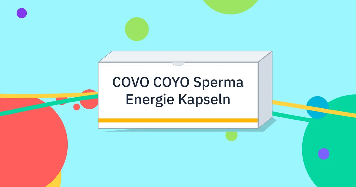 Symbolbild: Packung mit der Aufschrift COVO COYO Sperma Energie Kapseln (PZN 20000232) – Verfügbarkeit und Bezug in Apotheken in Frankfurt am Main