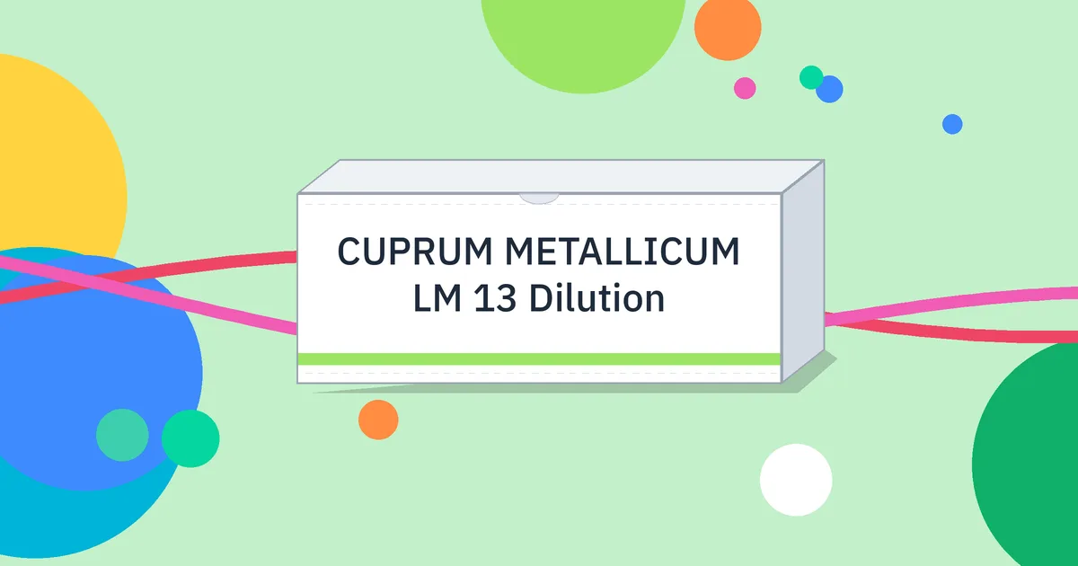 Symbolbild: Packung mit der Aufschrift CUPRUM METALLICUM LM 13 Dilution (PZN 12838168) – Verfügbarkeit und Bezug in Apotheken in Frankfurt am Main